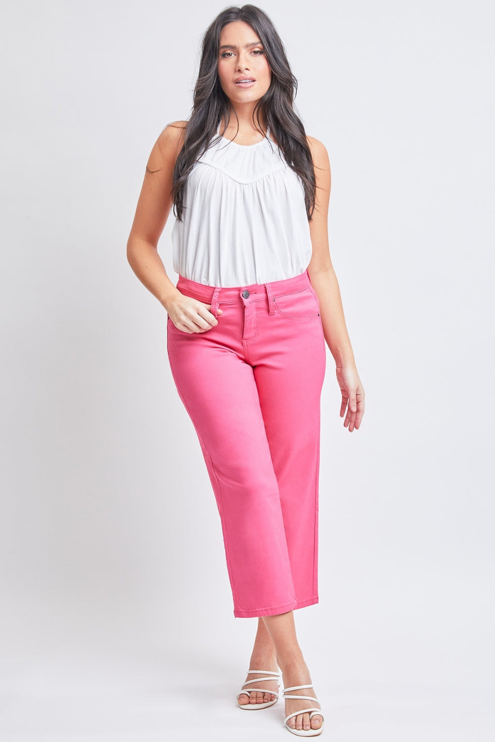 YMI Jeanswear Mid-Rise Hyperstretch Cropped Straight Pants – The ...